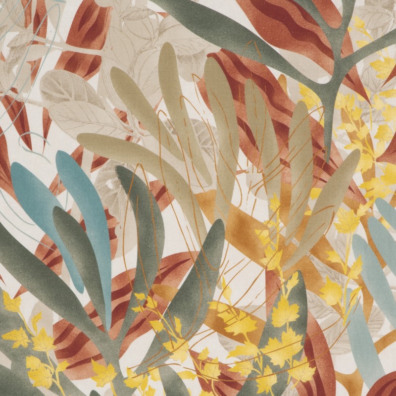 Tissu à motif jaune cognac Eden en Lin EDE602