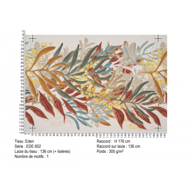 Tissu à motif jaune cognac Eden en Lin EDE602