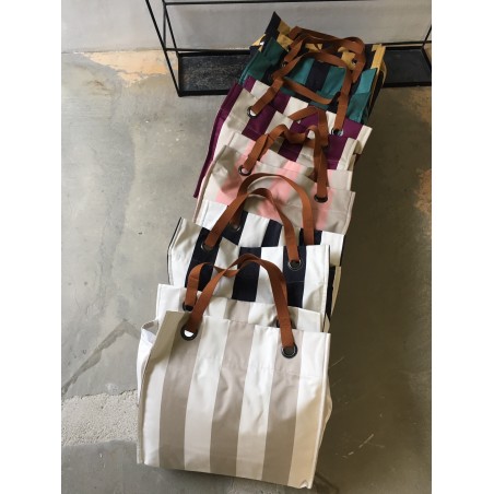 Cabas sac rectangle prune Jazz en coton vic011